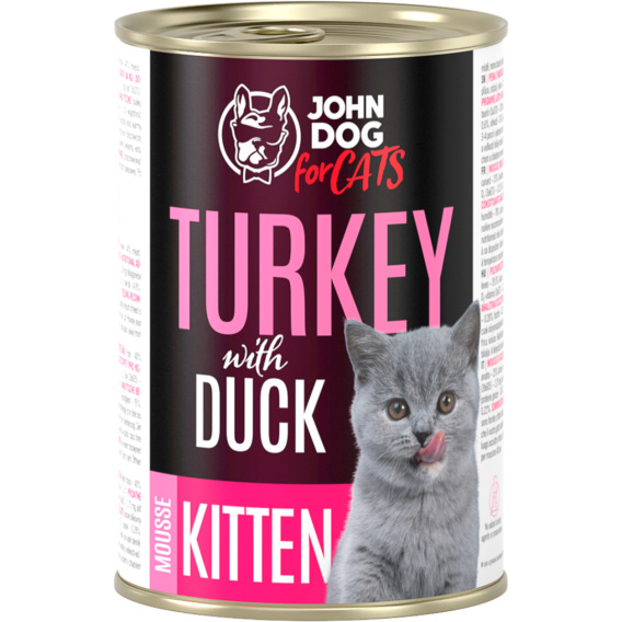 John Dog for Cats Kitten mus indyk i kaczka - karma mokra dla kociąt ...